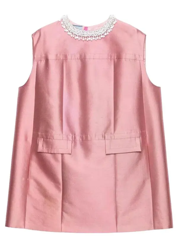 Prada Embroidered Mini Dress - Pink