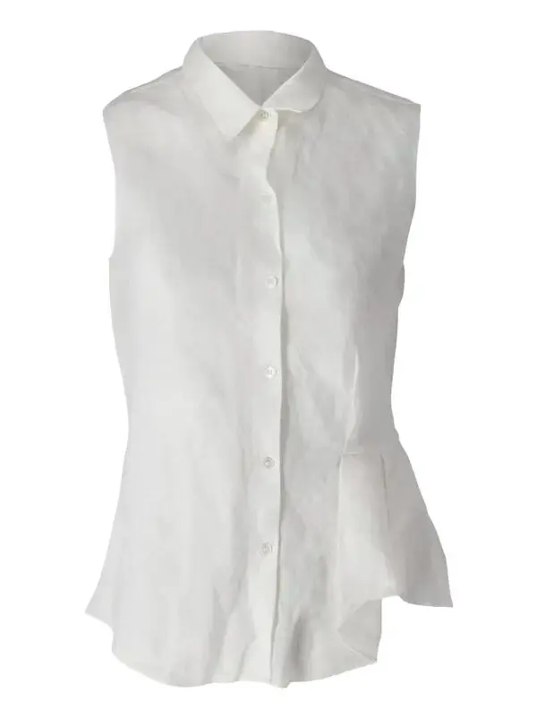 Theory Ruffled Sleeveless Blouse - White