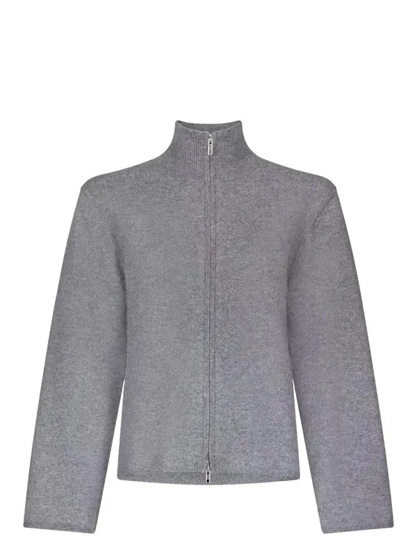 Loulou De Saison Gabi Zipped Stand-collar Cardigan - Grey