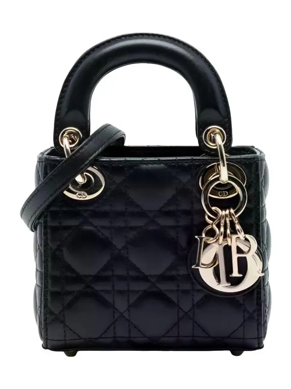 Dior 2021 Micro Lambskin Cannage Lady Satchel - Black