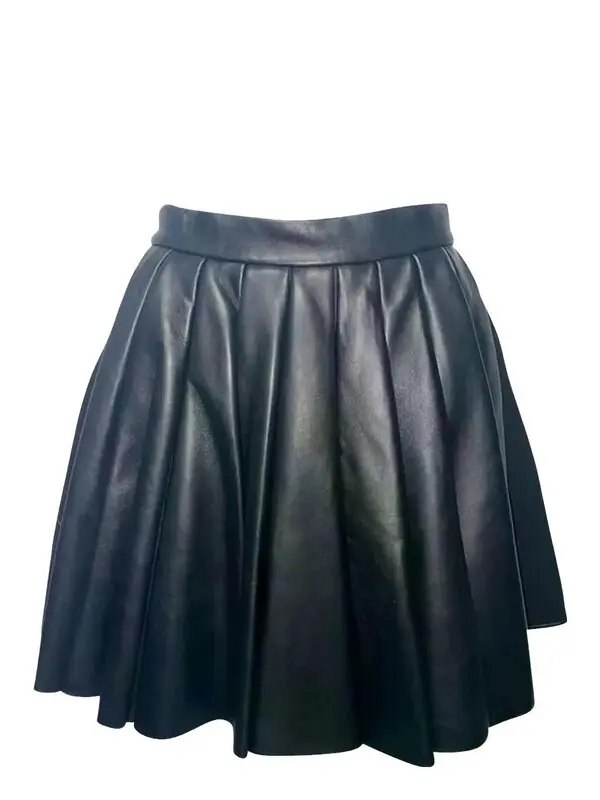 David Koma Pleated Leather Mini Skirt - Black
