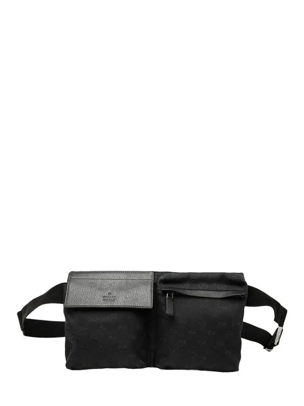Gucci Gg Canvas Double Pocket Belt Bag - Black