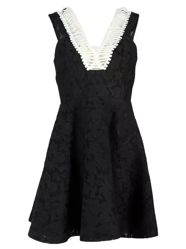 Sandro Rhythm Pleated Embroidered Mesh Dress - Black
