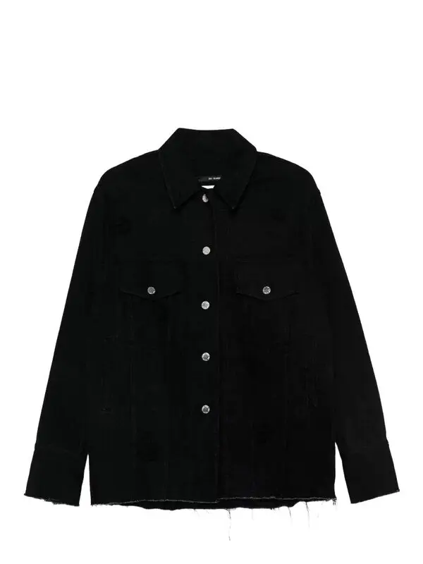 SONG FOR THE MUTE Distressed Button Jacket - Black