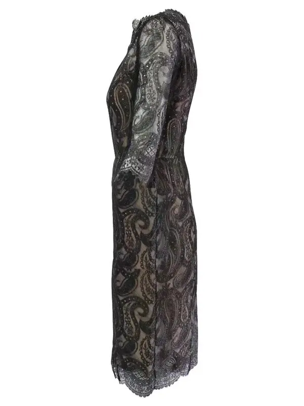 Erdem Paisley Lace Shift Midi Dress - Black