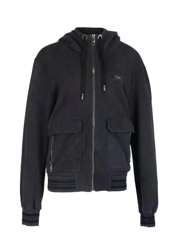 Dolce & Gabbana Flap-pocket Zip-up Hoodie - Grey