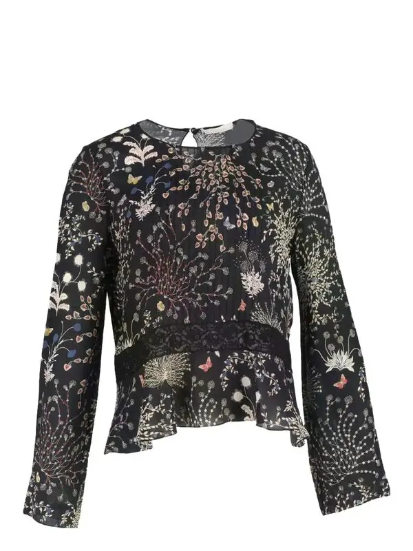 Chloé Floral-print Longsleeve Blouse - Black