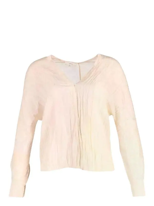 Vince Crinkled V-neck Top - Neutrals