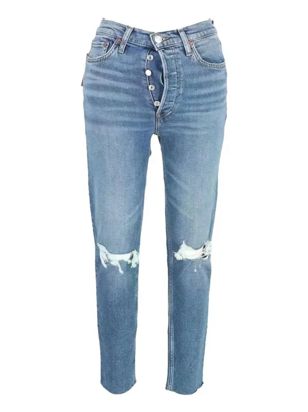 RE/DONE Distressed-effect Slim-cut Jeans - Blue