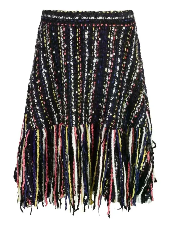 MSGM Fringed-trim Wool Skirt - Black