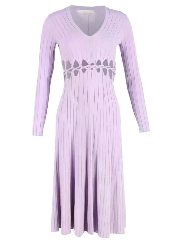 DION LEE Pinnacle Ribbed-knit Midi Dress - Purple