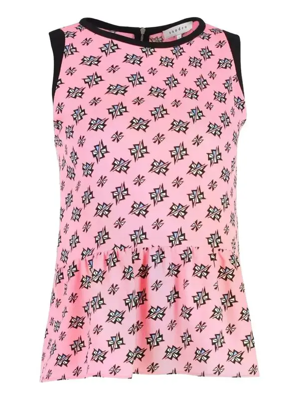 Sandro Printed Peplum Top - Pink