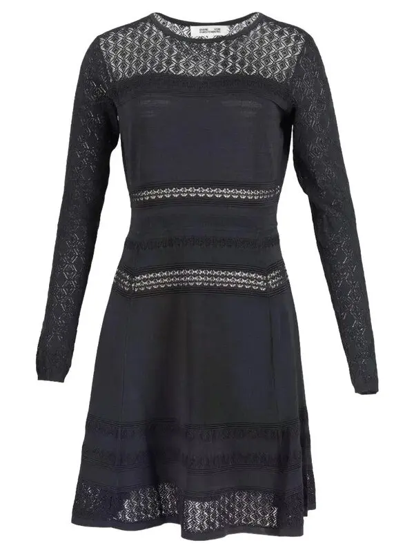 Diane Von Furstenberg Lace Pattern Dress - Black