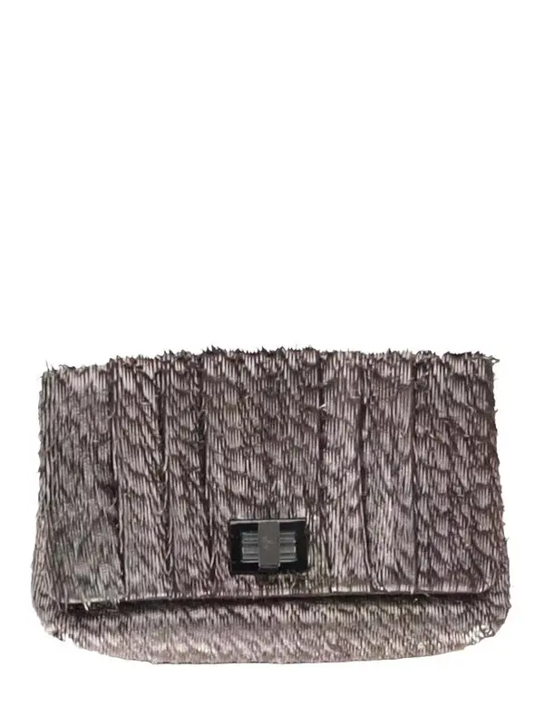 ANYA HINDMARCH Fringed-detail Leather Clutch - Grey
