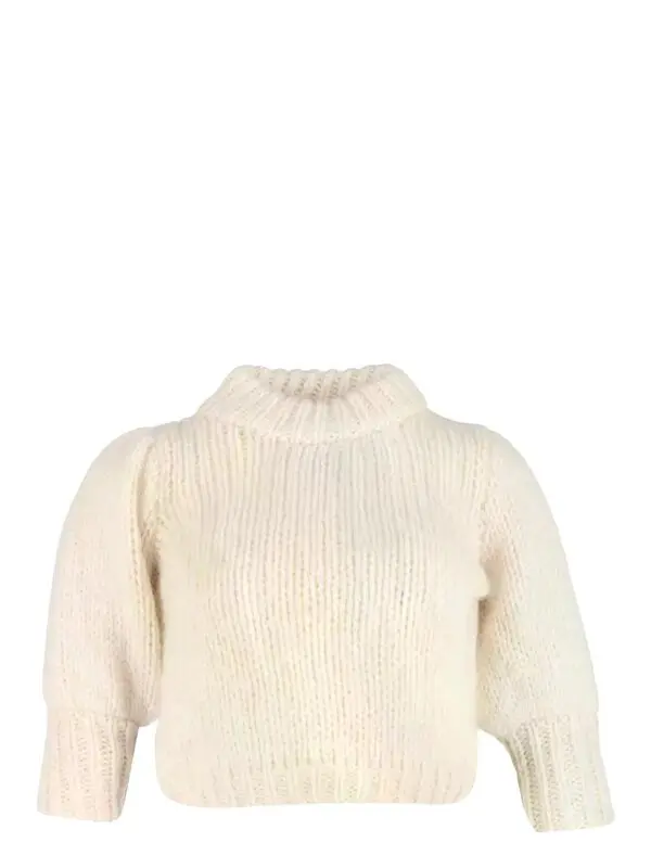 GANNI Julliard Cropped Turtleneck Sweater - Neutrals