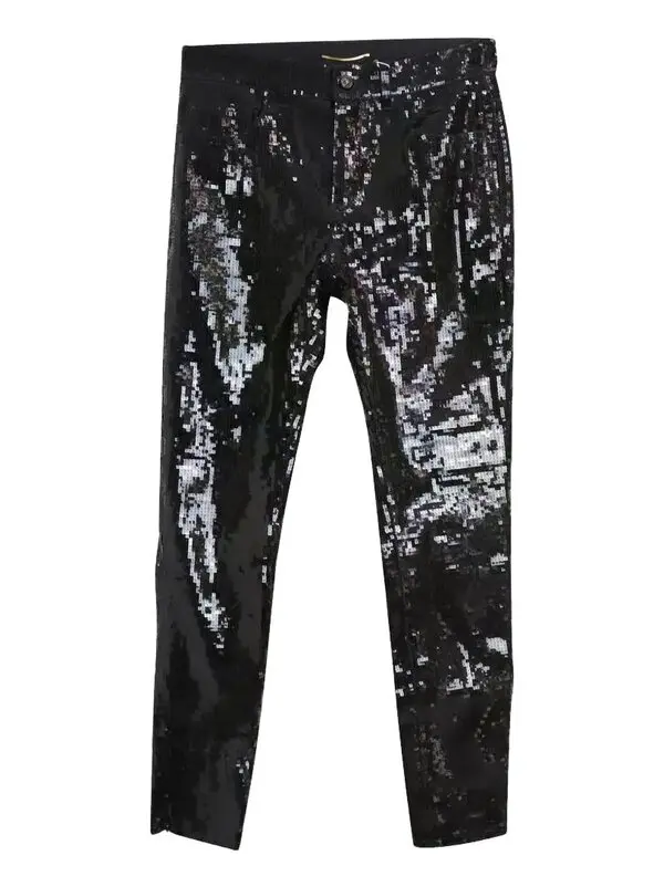 Saint Laurent Button Straight Trousers - Black