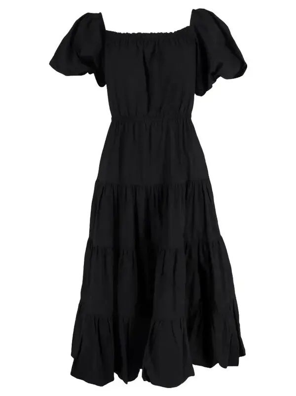 JASON WU Off-the-shoulder Tiered Midi Dress - Black