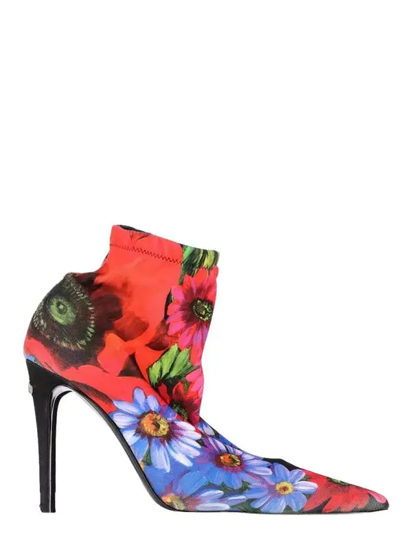 Dolce & Gabbana Floral-print Heeled Boots - Red