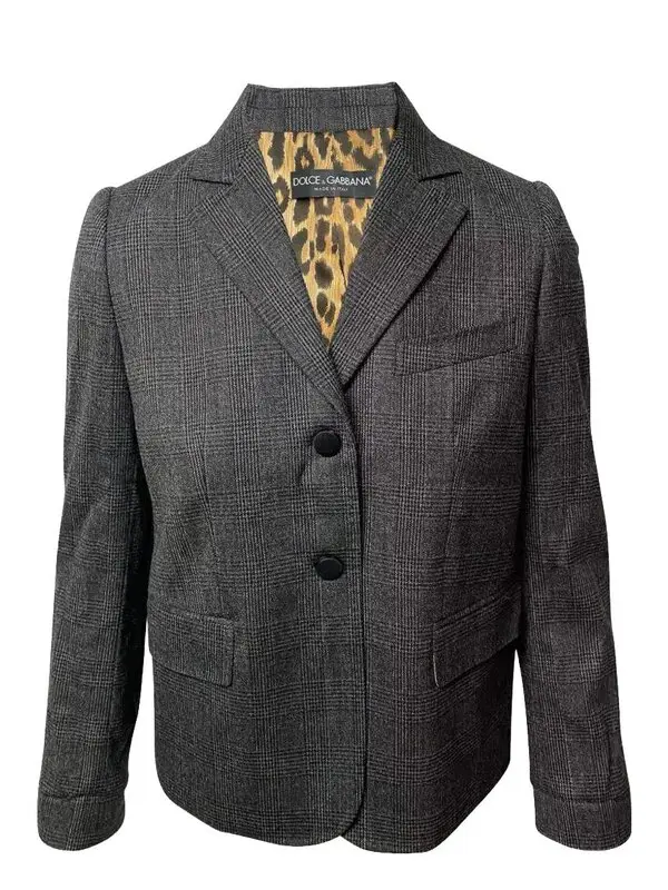 Dolce & Gabbana Check-pattern Long-sleeve Blazer - Grey