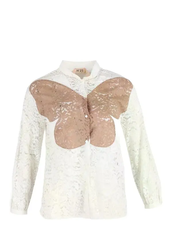 N°21 Long-sleeve Lace Shirt - White