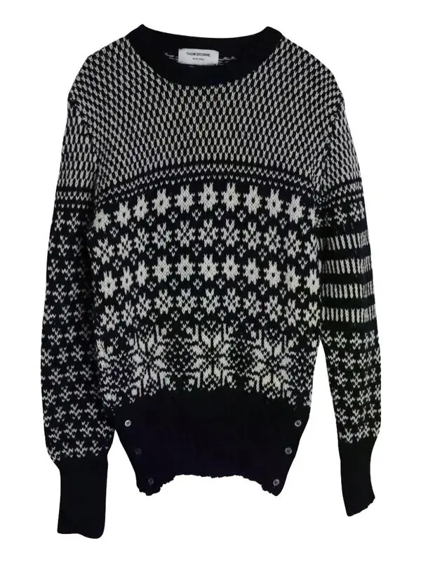 Thom Browne Fair Isle Crew-neck Sweater - Blue