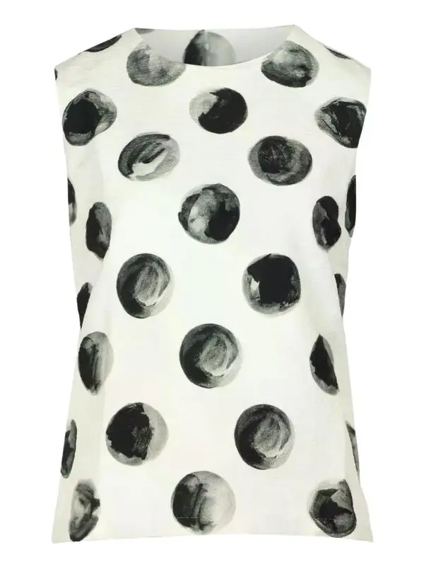 Dolce & Gabbana Painted Polka Dot Sleeveless Top - White
