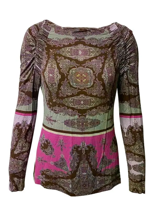 Etro Paisley Print Long Sleeve Top - Brown