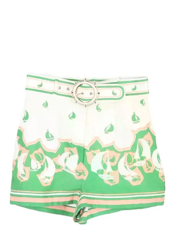 Zimmermann Printed Belted Shorts - White