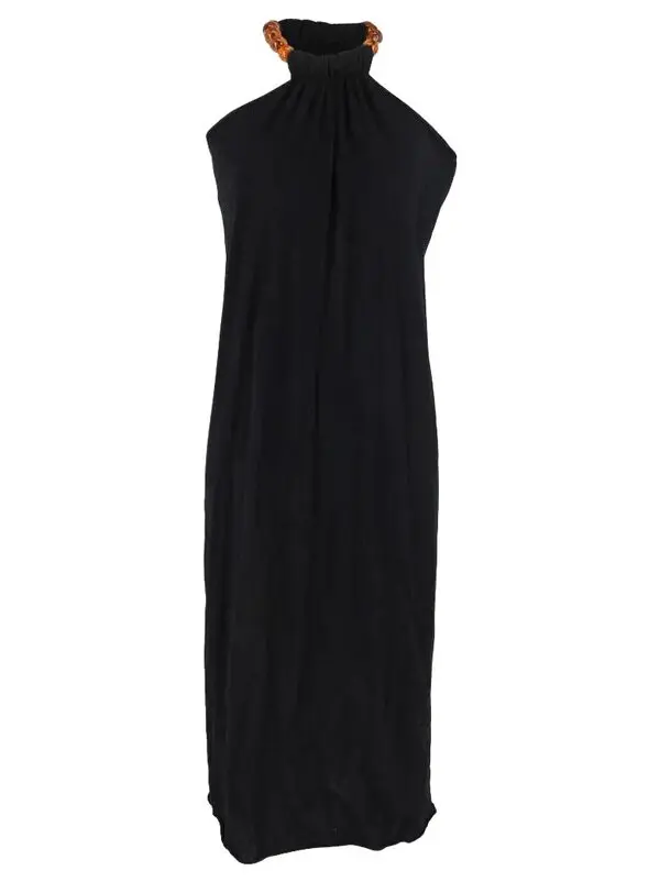 JIL SANDER Beaded-strap Halter Dress - Black
