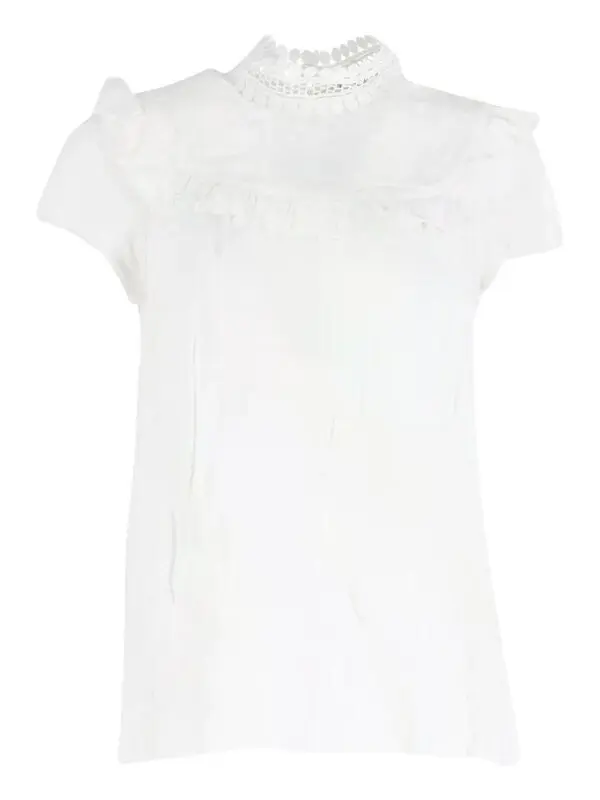 Sandro Mock-neck Ruffle Blouse - White