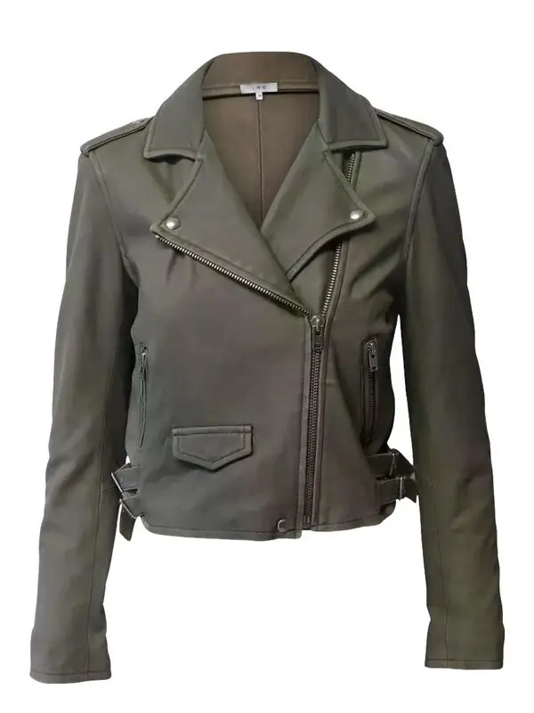 IRO PARIS Leather Biker Jacket - Grey