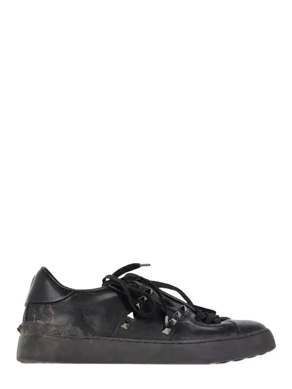 Valentino Garavani Rockstud Lace-up Leather Sneakers - Black