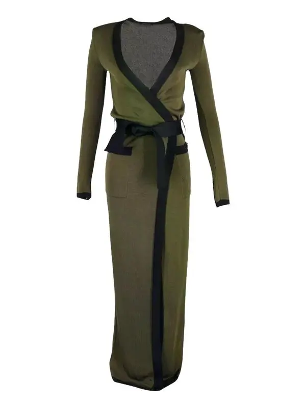 Balmain V-neck Maxi Cardigan - Green
