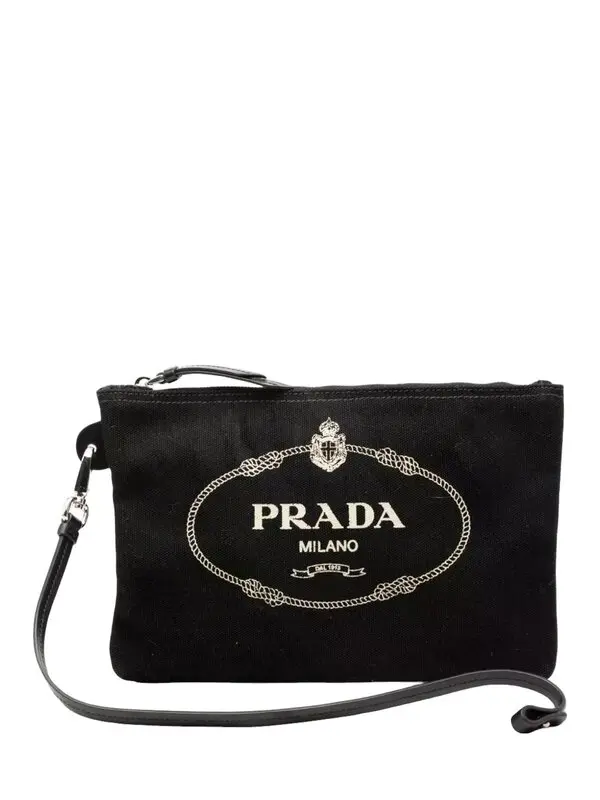 Prada 2010-2025 Canvas Canapa Logo Pouch - Black