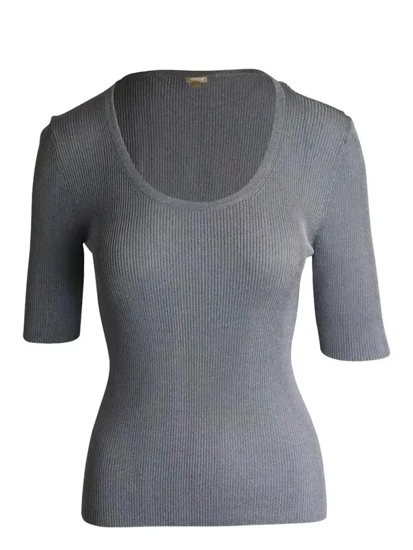 Michael Kors Ribbed Knit Top - Grey