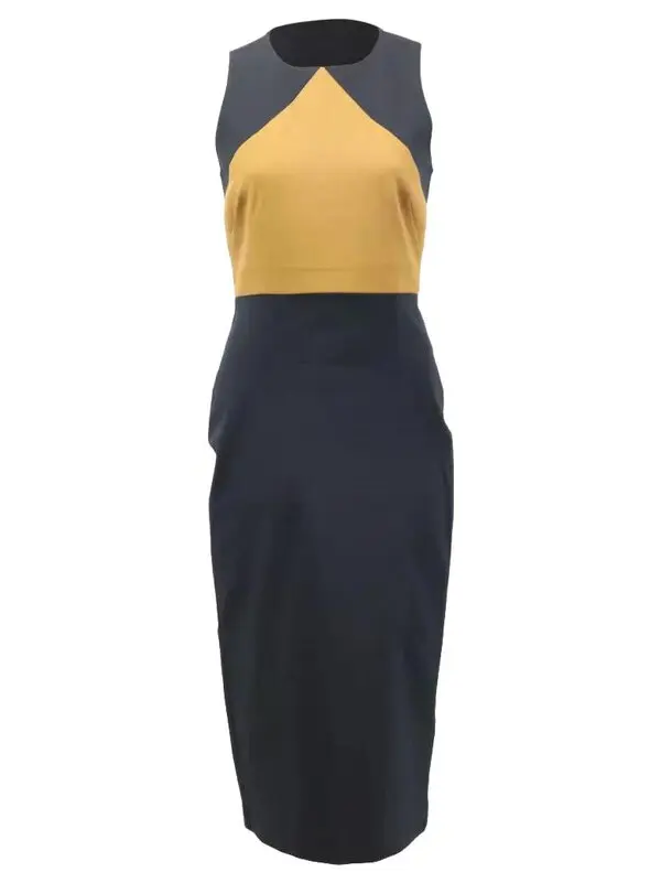 Diane Von Furstenberg Color Block Midi Dress - Blue