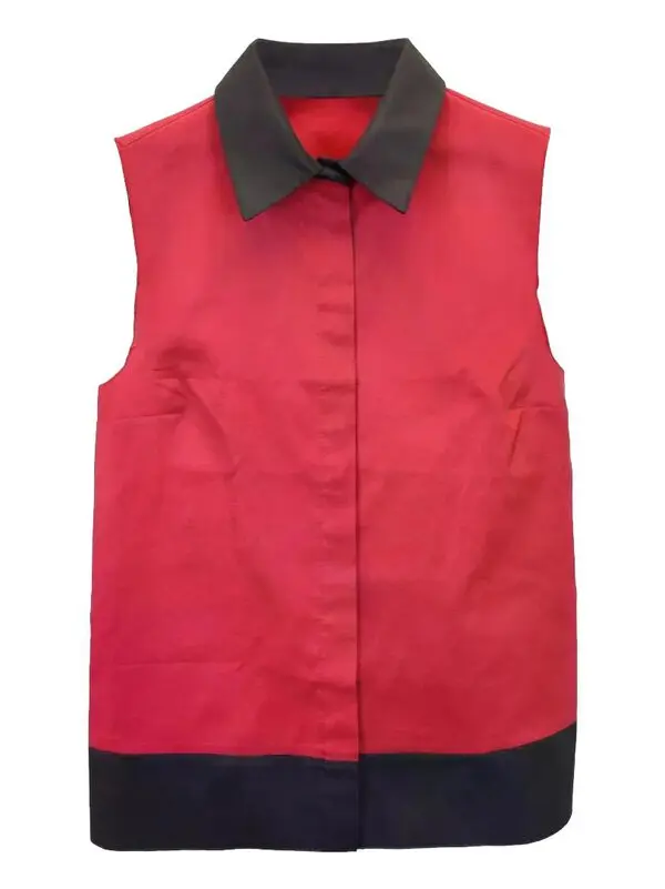 JIL SANDER Colorblock Sleeveless Blouse - Red