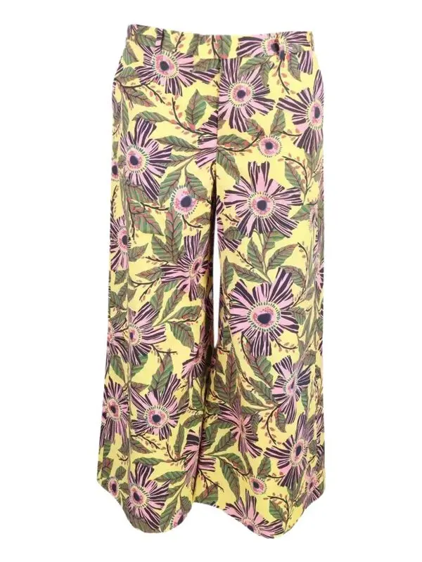 Red Valentino Floral-print Straight Trousers - Yellow