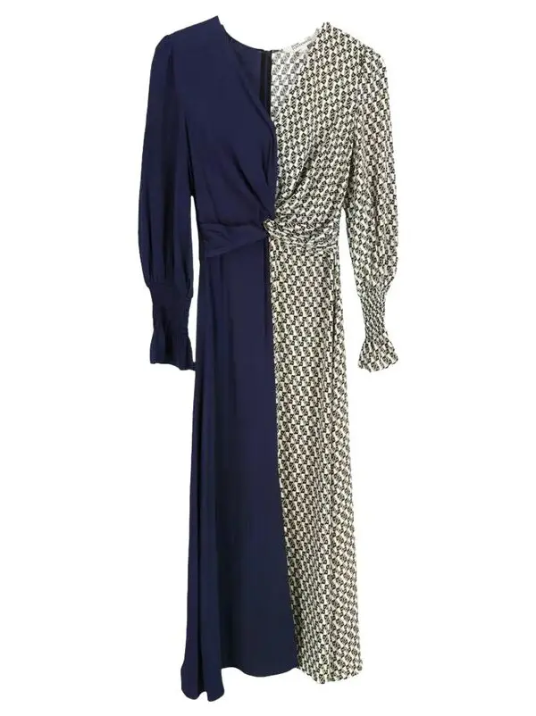 Diane Von Furstenberg Michelle Knotted Panelled Midi Dress - Blue