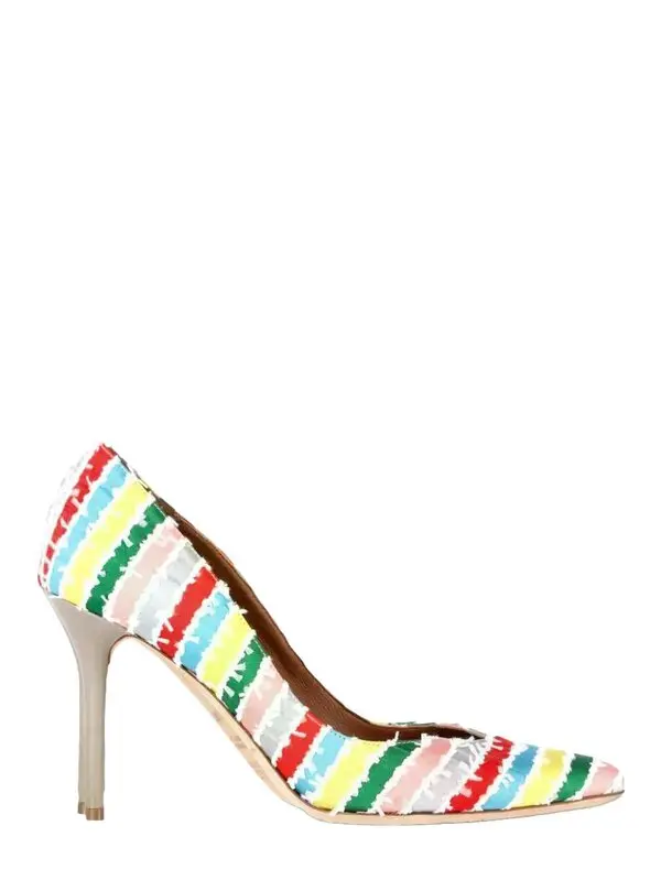 MALONE SOULIERS Brenda Striped Pointed Pumps - White