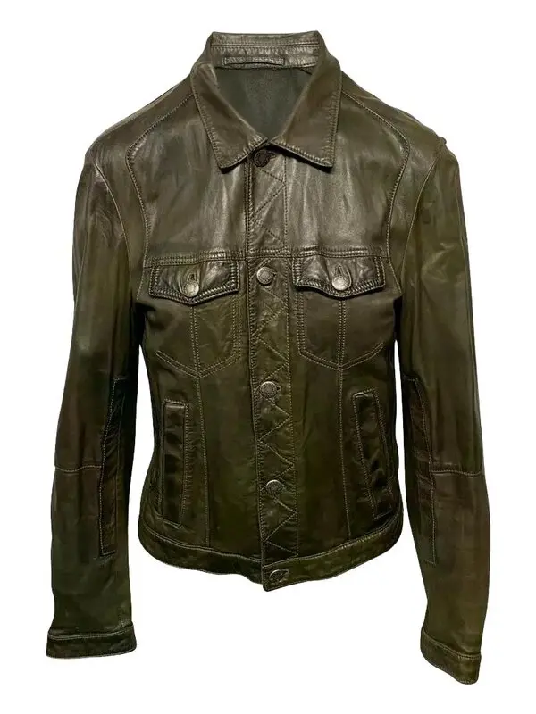 Neil Barrett Button-up Leather Jacket - Green