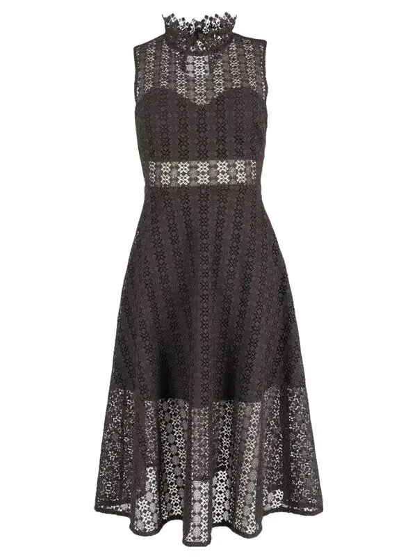 Sandro Alisa Crochet Midi Dress - Black