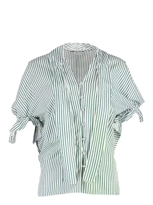 JW Anderson Striped Tie-neck Top - White