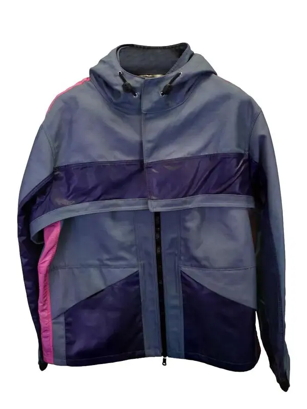 Valentino Garavani Colorblock Jacket With Removable Hood - Blue