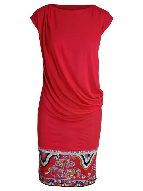 Emilio Pucci Draped Printed Dress - Red