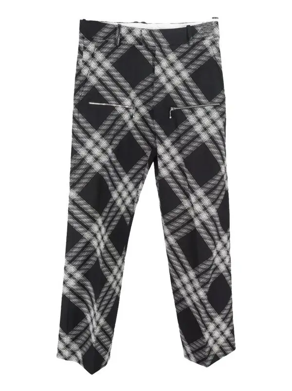 Burberry Checkered Straight Leg Trousers - Black