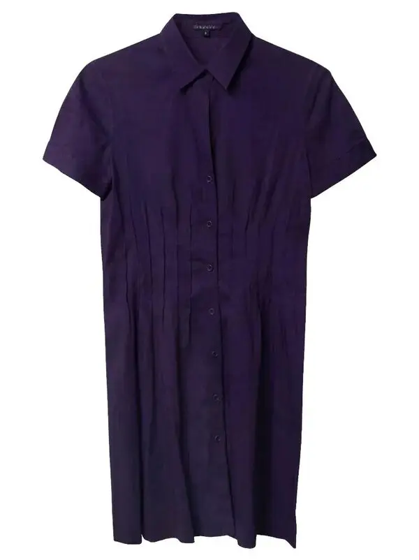 Theory Pleated Linen Mini Dress - Purple