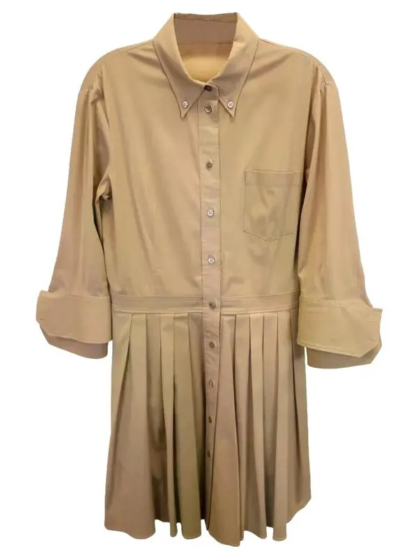 Michael Kors Pleated Shirt Dress - Neutrals
