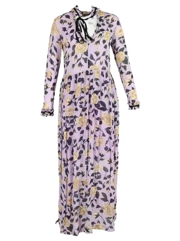 GANNI Carlton Floral-print Maxi Dress - Purple