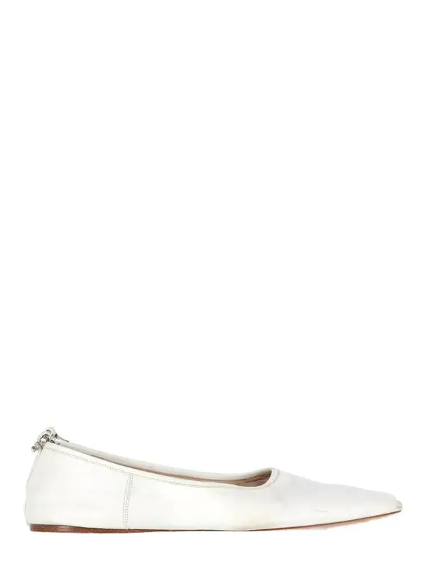Miu Miu Embellished-strap Pointed-toe Ballet Flats - White